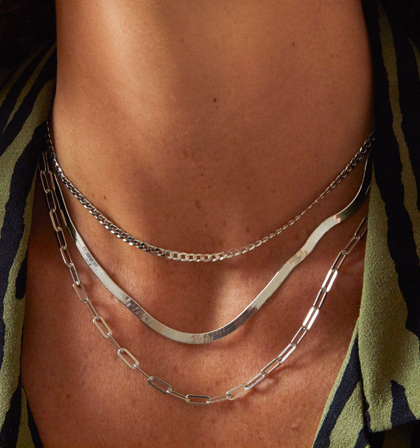 Women Thin Silver Cuban Chain Necklace – Rellery