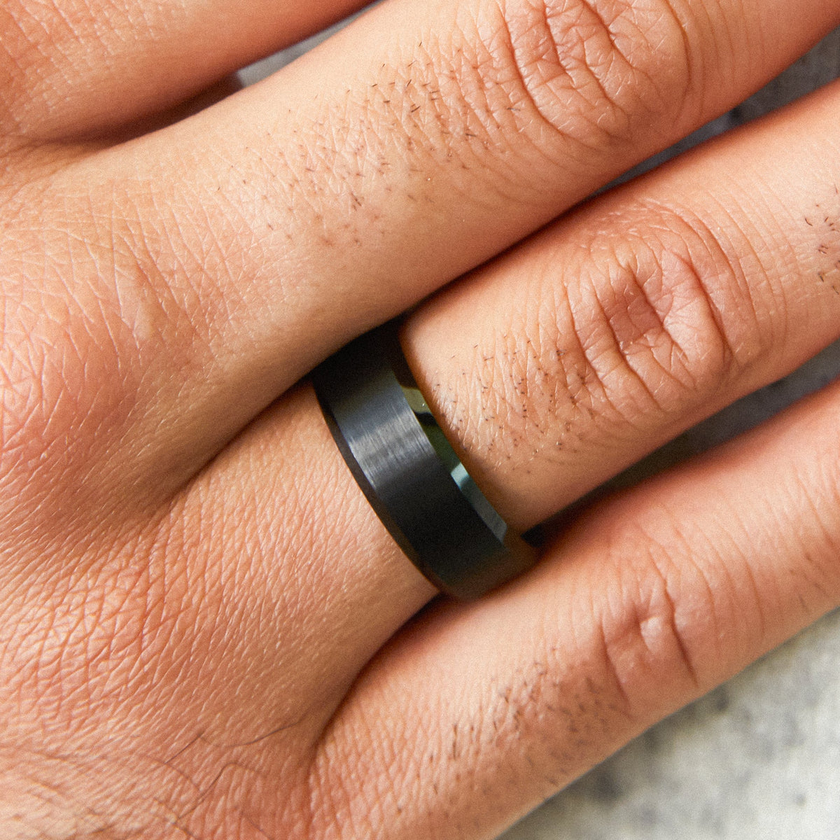 Matte black wedding ring store