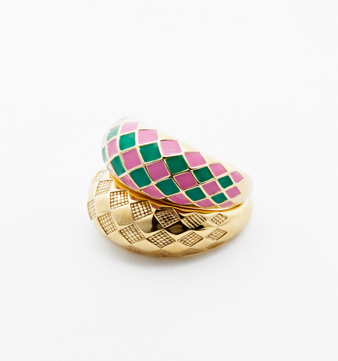 Watermelon Checker Rings, Set of 2 Dome Rings – Rellery