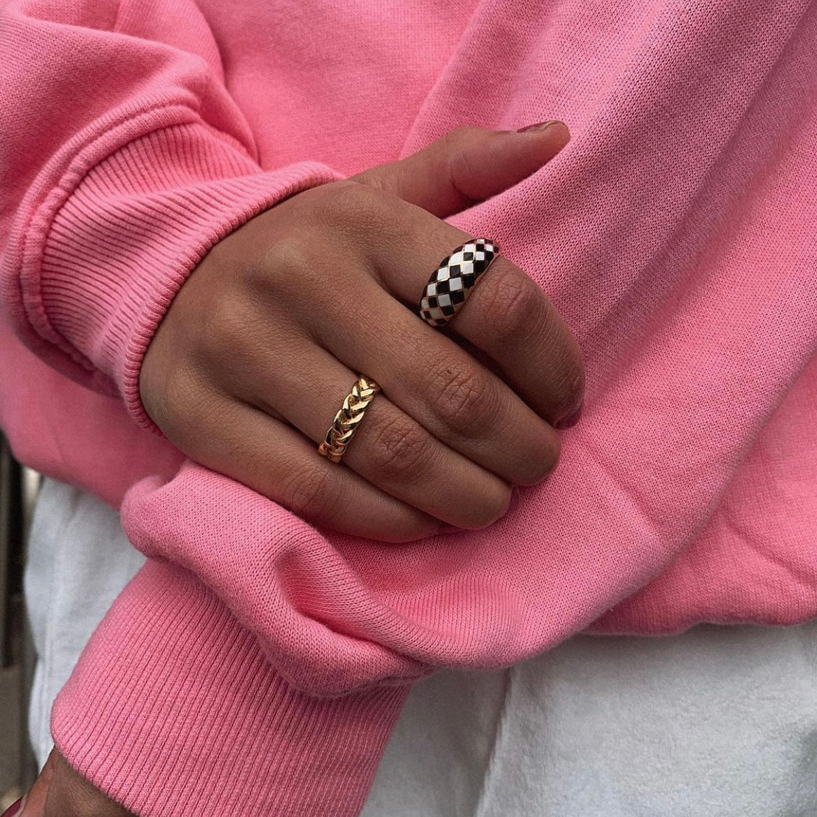 Dome Ring, Checker Ring, Gold Dome Ring – Rellery