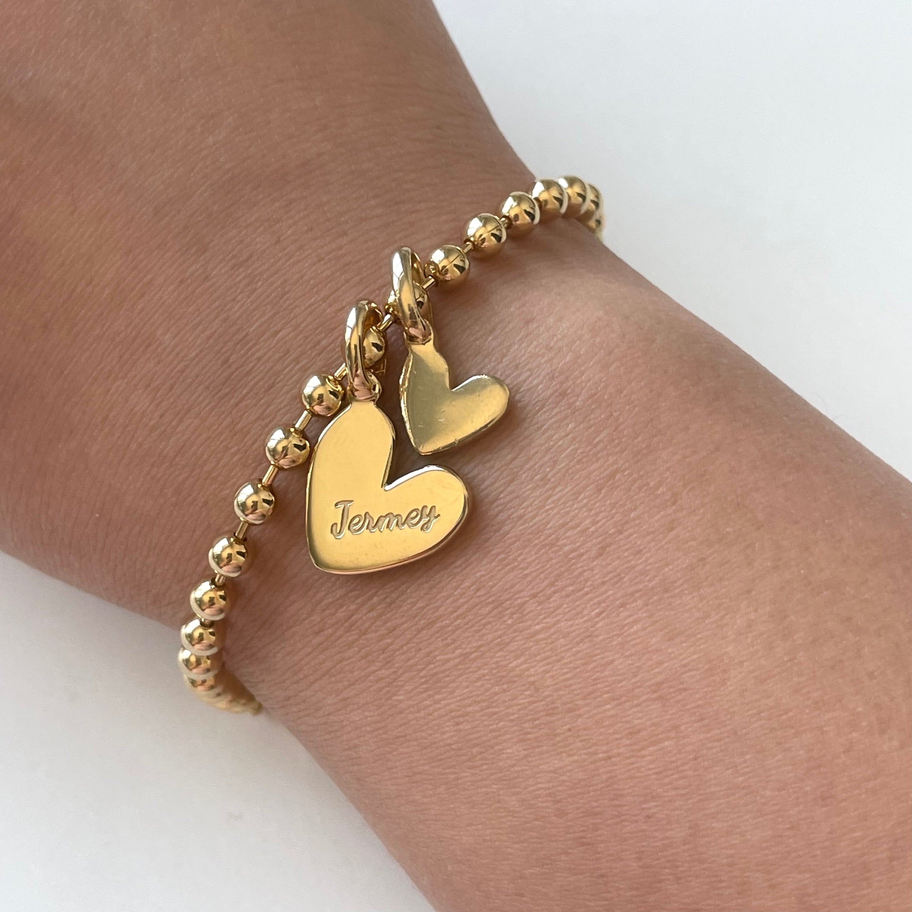 Gold Name Bracelet With Hearts – Rellery