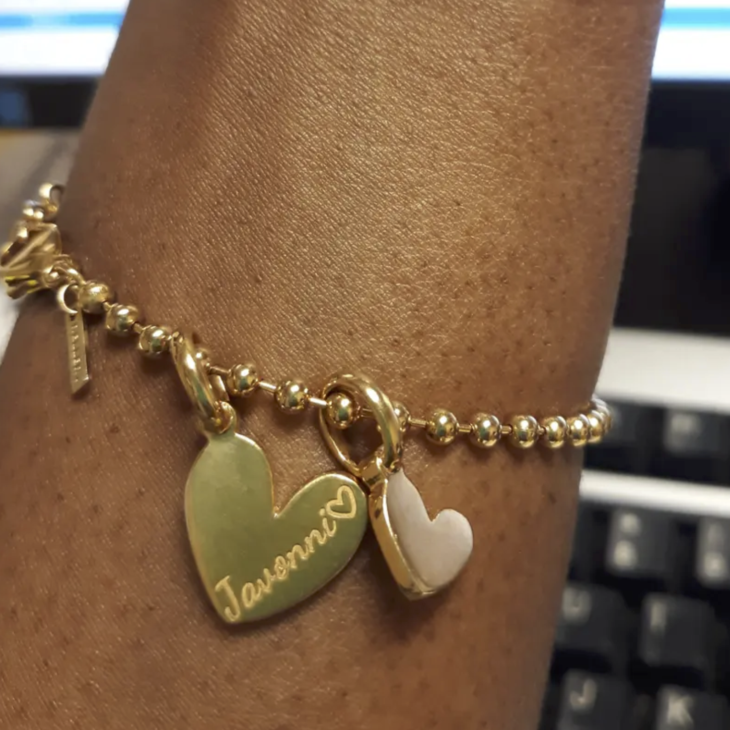 Gold Name Bracelet With Hearts – Rellery